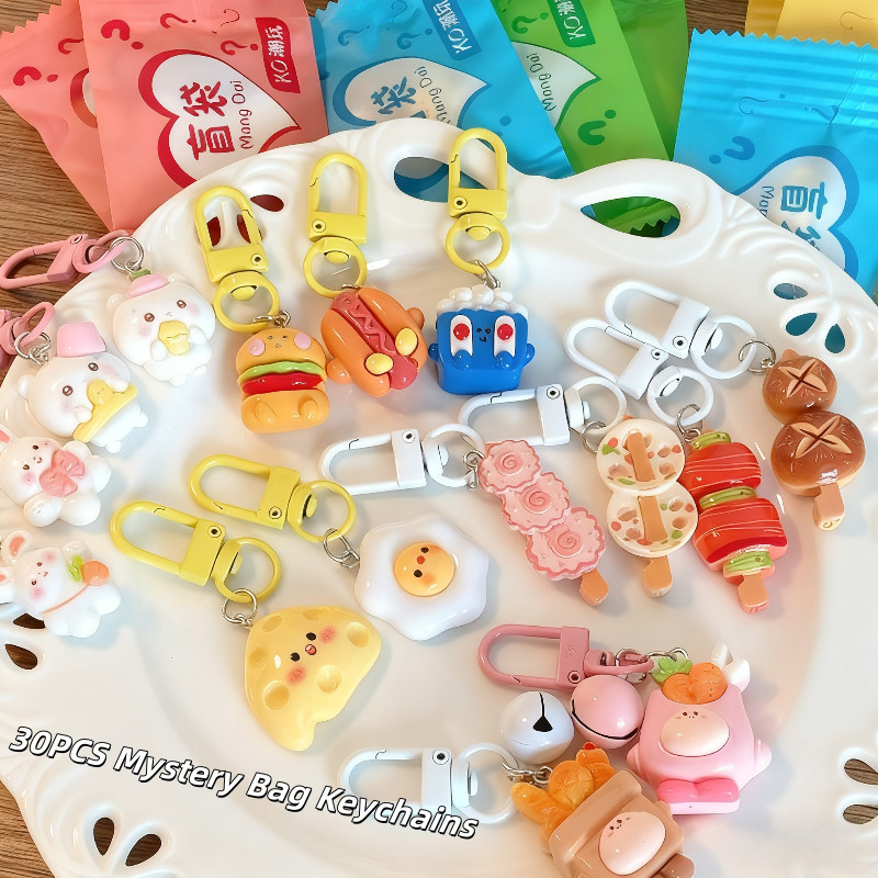 30Pcs Keychains Blind Bag Toy Surprise Bag Cartoon Mini Pendant Blind ...