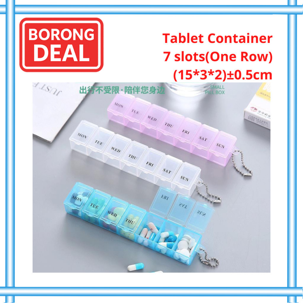 Pill Medicine Container Pill Storage Case Holder Kotak Bekas Ubat Blue ...
