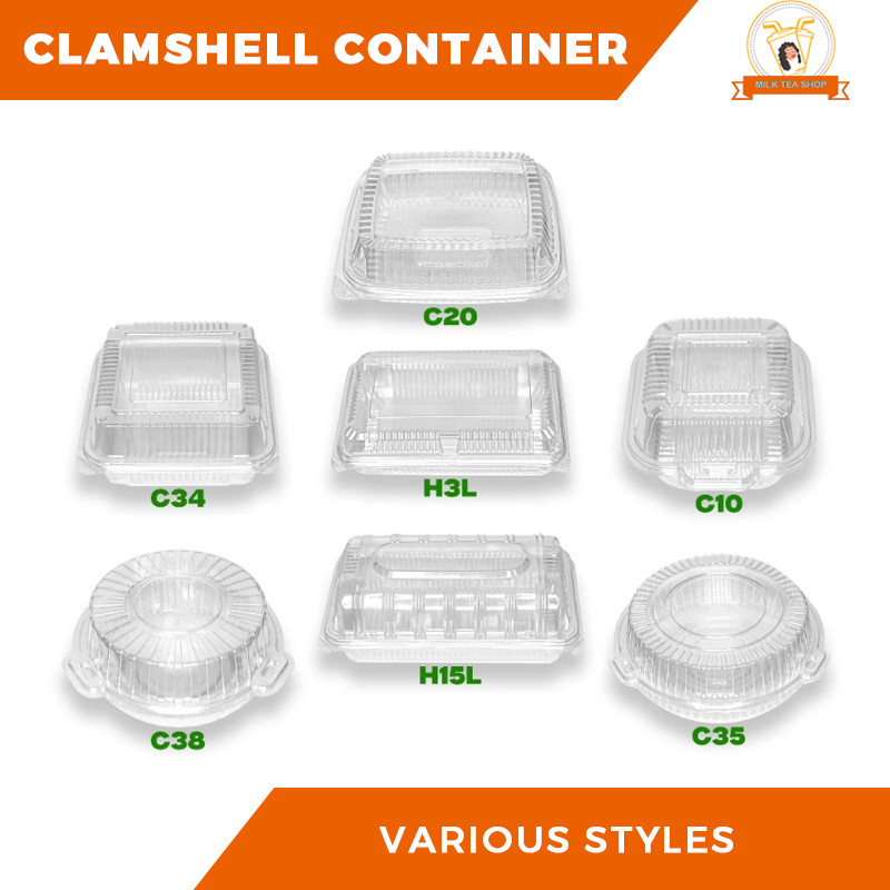25pcs Plastic Clamshell Round Square Rectangle Disposable Clear Food ...