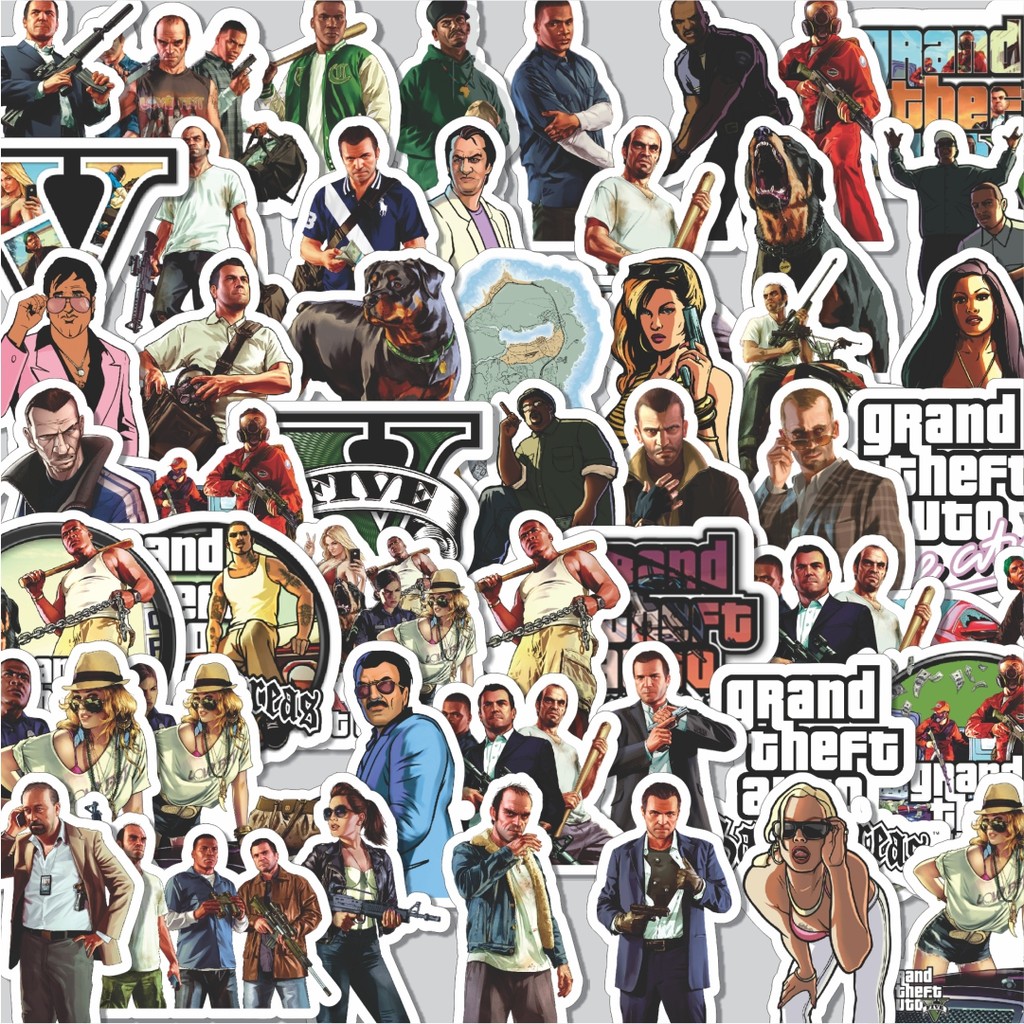 Cutting Pack Stickers Game Series Grand Theft Auto Gta Contents 100Pcs ...