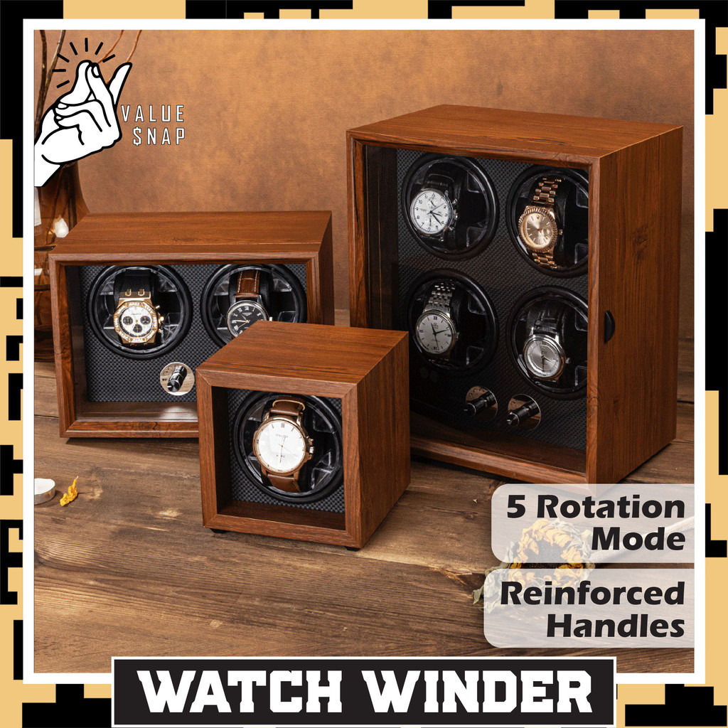 Watch Winder Box With LED Double Winders Light Mute Energy-saving Super ...