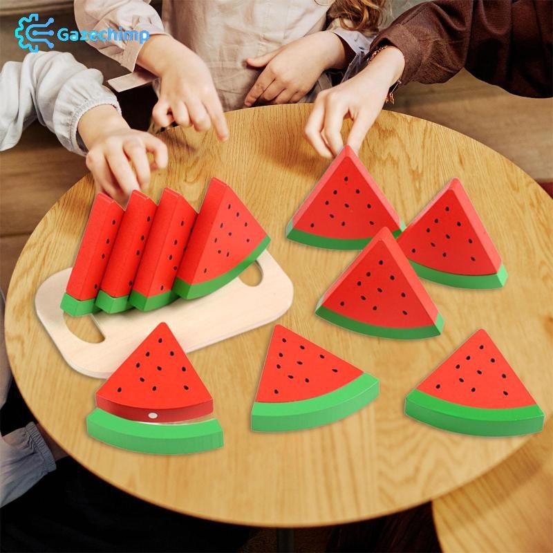 [Gazechimp] Wooden Watermelon Slices Pretend Play Fruit Developmental ...