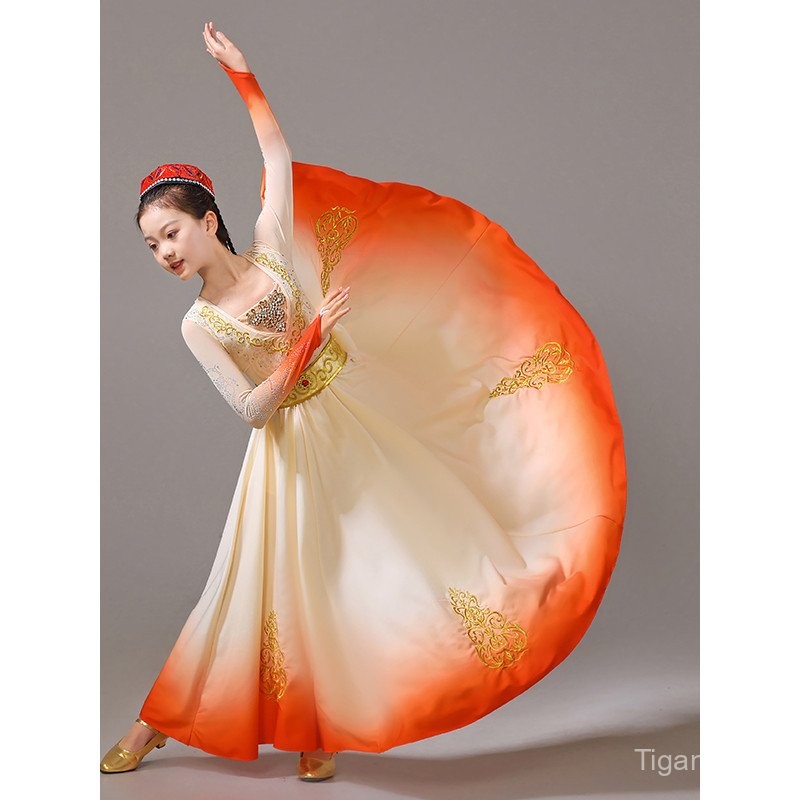 Children Xinjiang Dance Costume Girls Weiwuer Minority Ethnic Costume ...