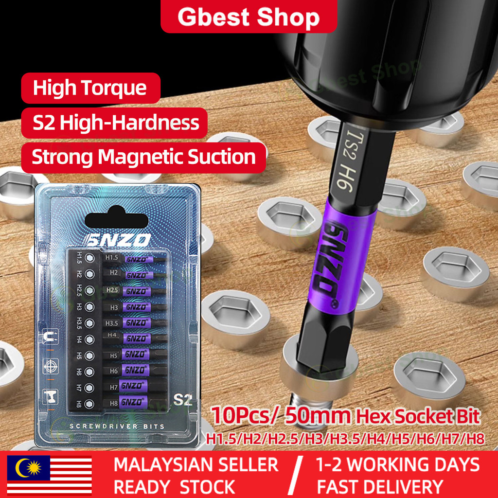 Gbest Set Bit magnet Hex Kepala S2 10in1 Hex Head Wrench Drill Bit Set ...