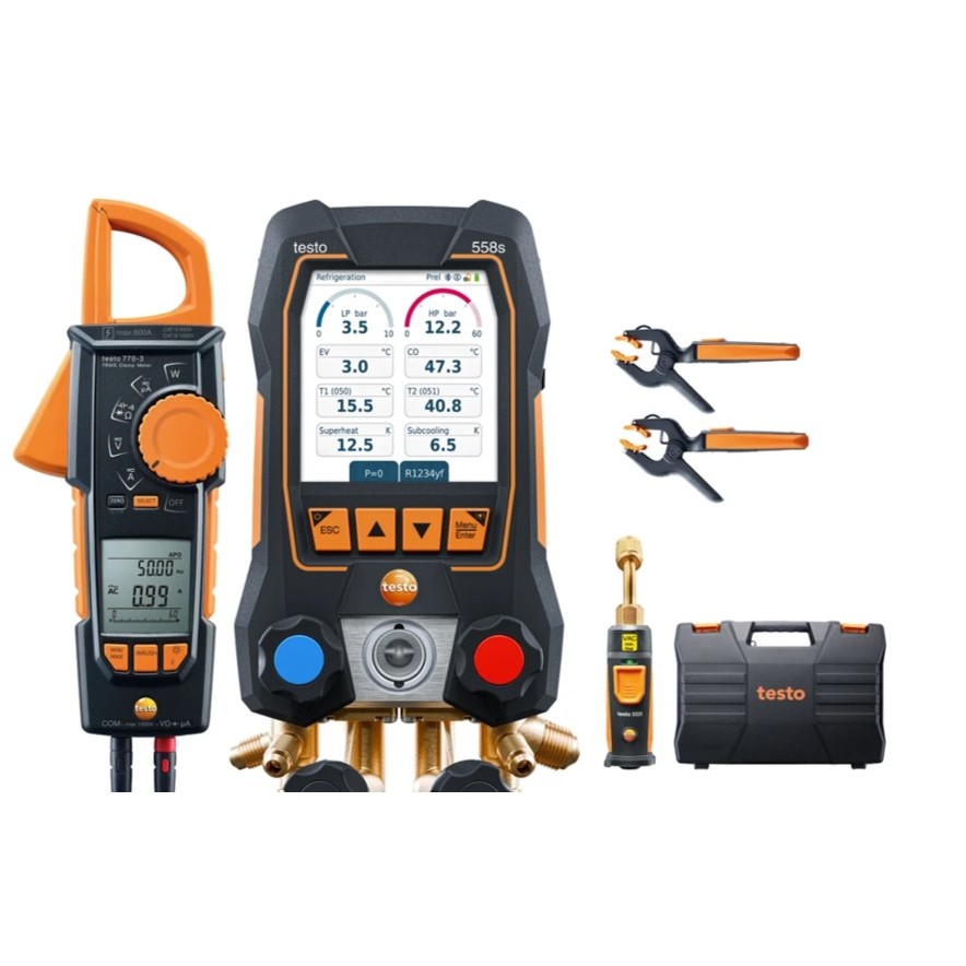 testo 558s Smart digital manifold with clamp meter and wireless ...