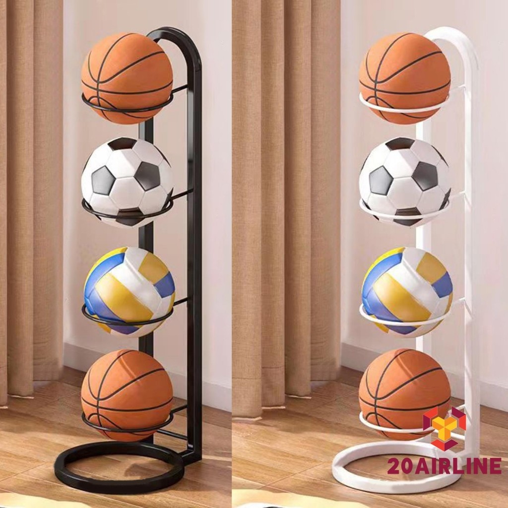 Basketball Ball Rack 4 Tier Ball Storage Holder Freestanding Garage ...