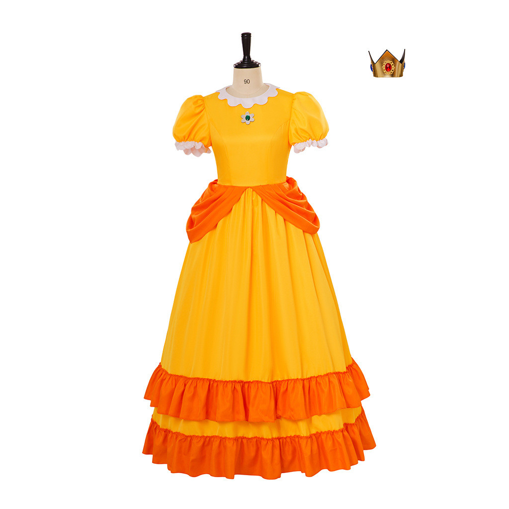 Super Mario Bros Cos Clothes Princess Daisy Dress Anime Cosplay ...