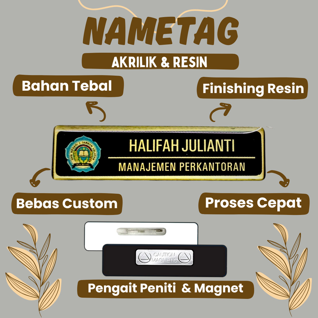 NAMETAG GOLD RESIN PLATED CONVEX CHEST NAMETAG SILVER RESIN PLATED ...