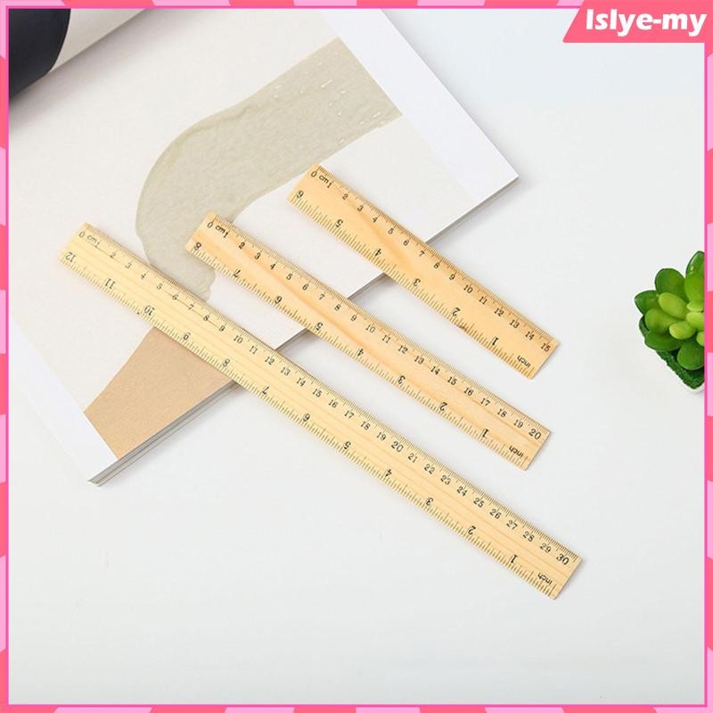 [LslyeMY] 3x Wooden Rulers Measuring Tool Inches and Centimeters ...