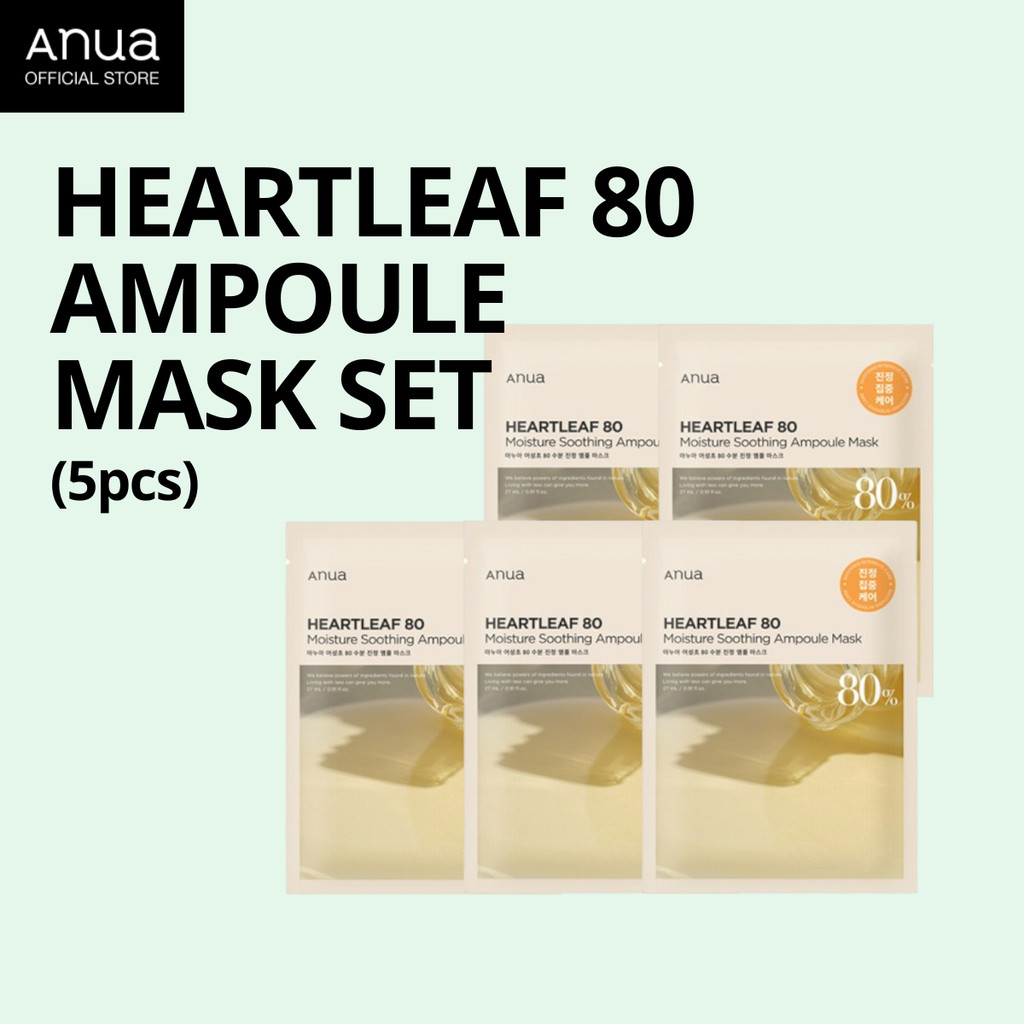 Anua Heartleaf 80 Moisture Soothing Ampoule Mask Set (5pcs) | Shopee ...