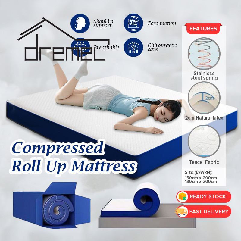 Dremel Compressed Roll Up Tencel Mattress Bed Latex Foam Pocket Spring ...