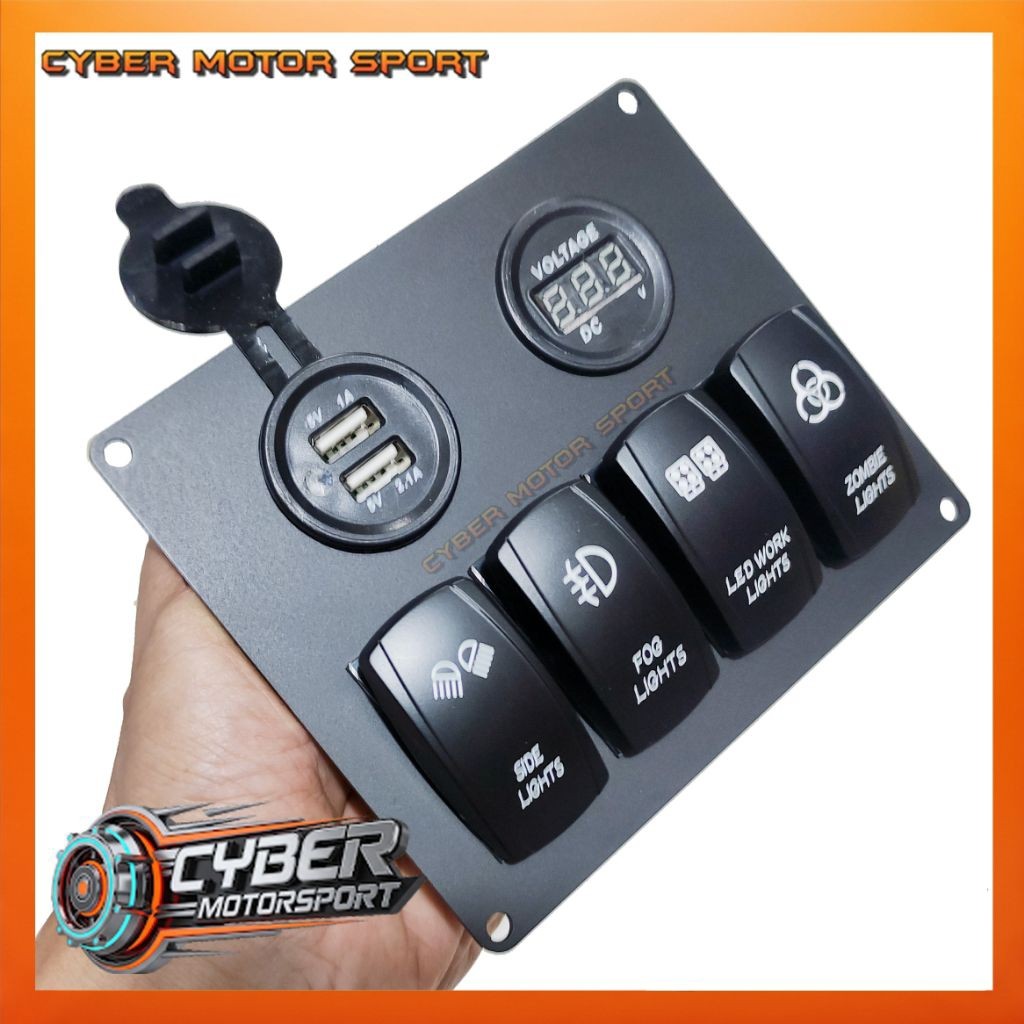 Car dashboard panel instrument 4 switch volt meter dc socket 12 volt 24 ...