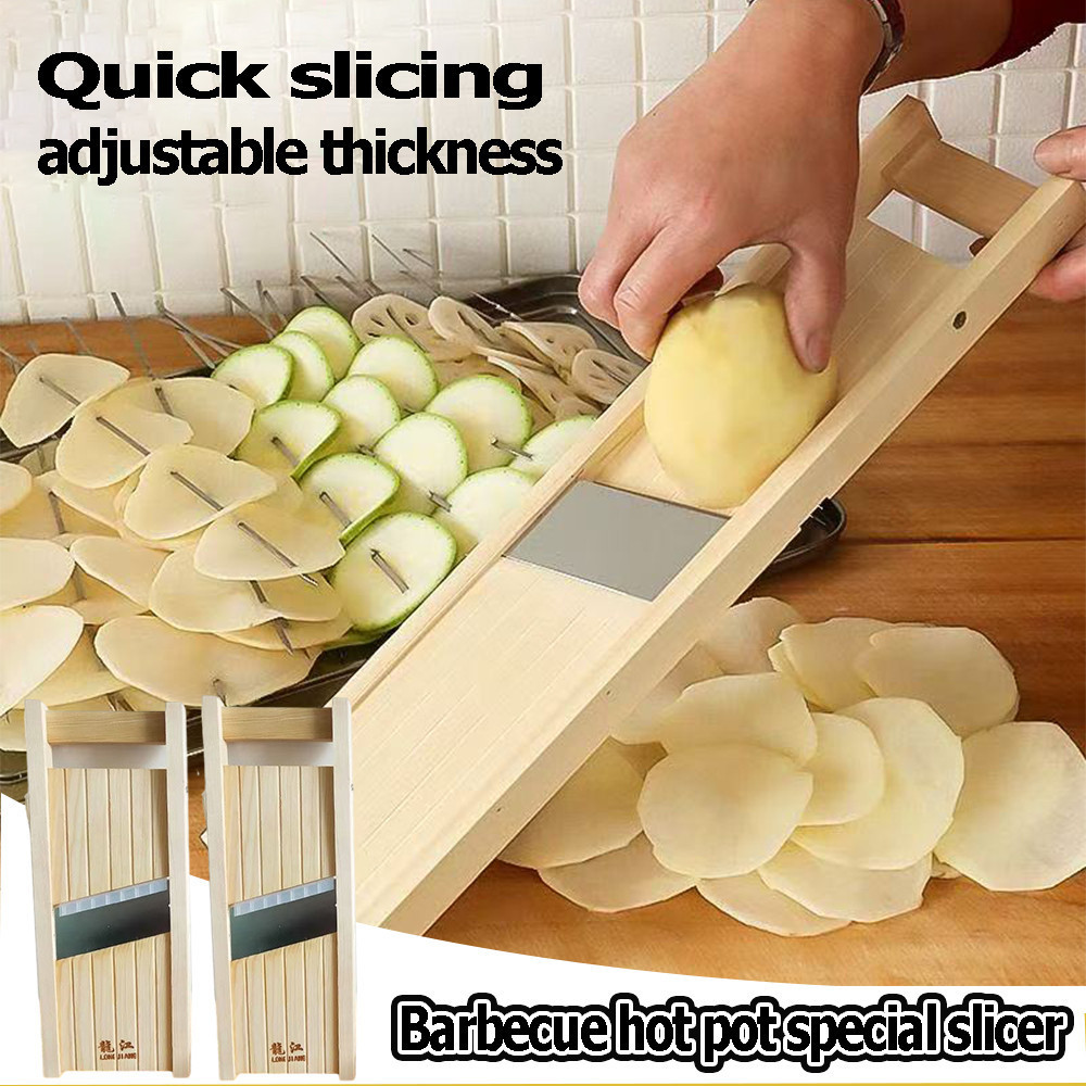 Wooden Multifunction Slicer Adjustable Thickness Wooden Vegetable ...