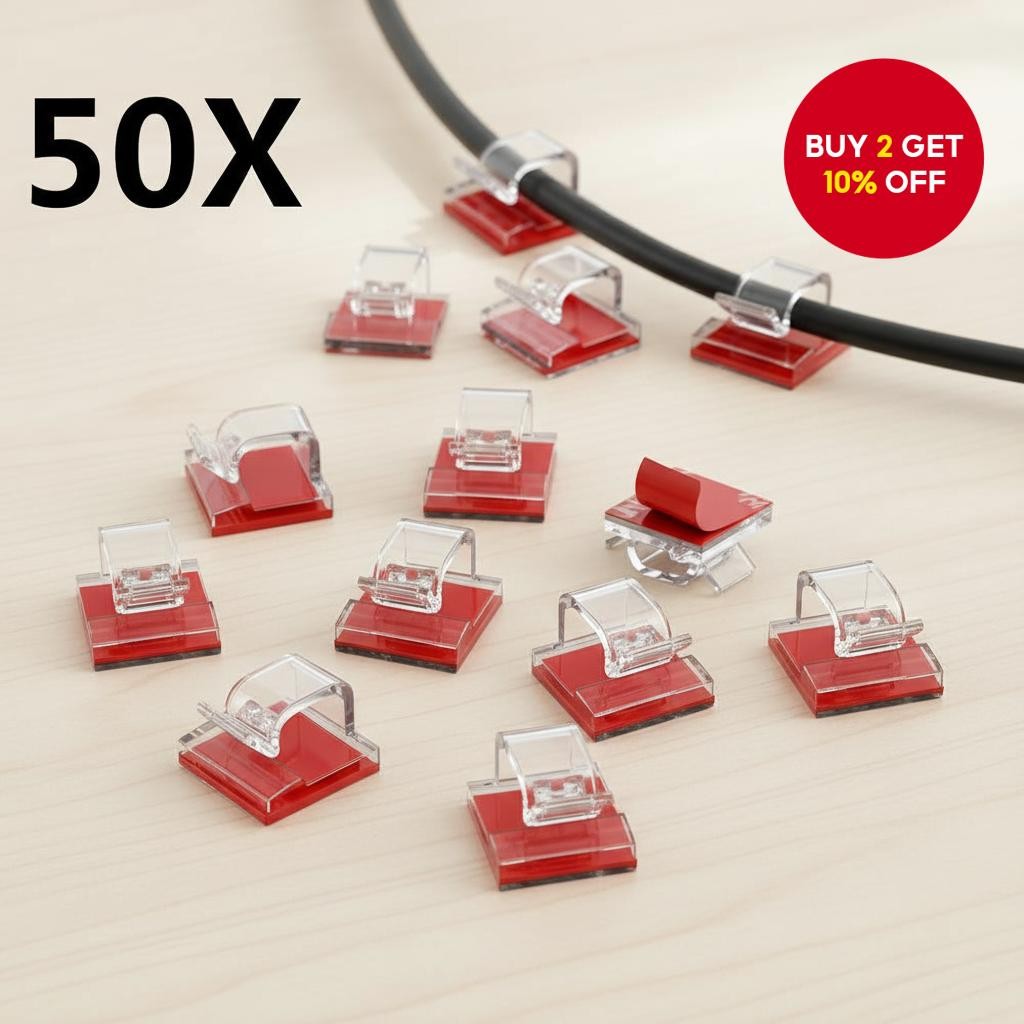Self-Adhesive Cable Clips, 50PCS Cord Management, Black Wire Organizer ...