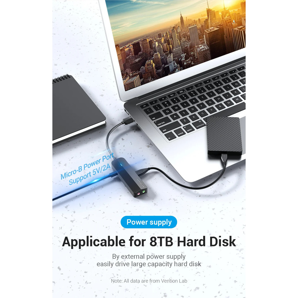 Vention USB 3.0 Hub 2 in 1 External Stereo Audio Adapter for Laptop PC ...
