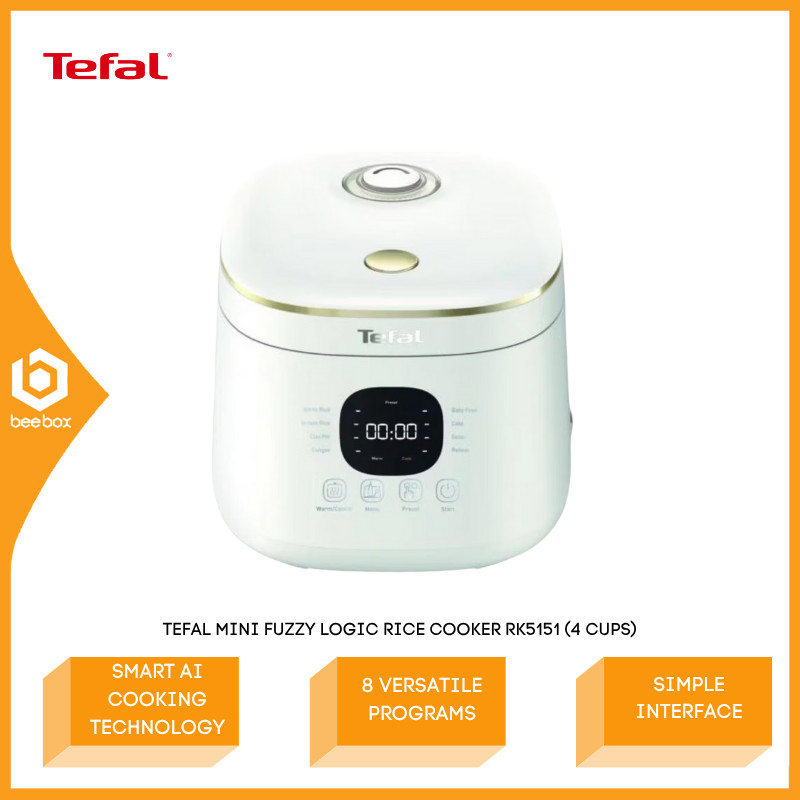 Tefal Mini Fuzzy Logic Rice Cooker 0.7L Smart AI Cooking Technology ...