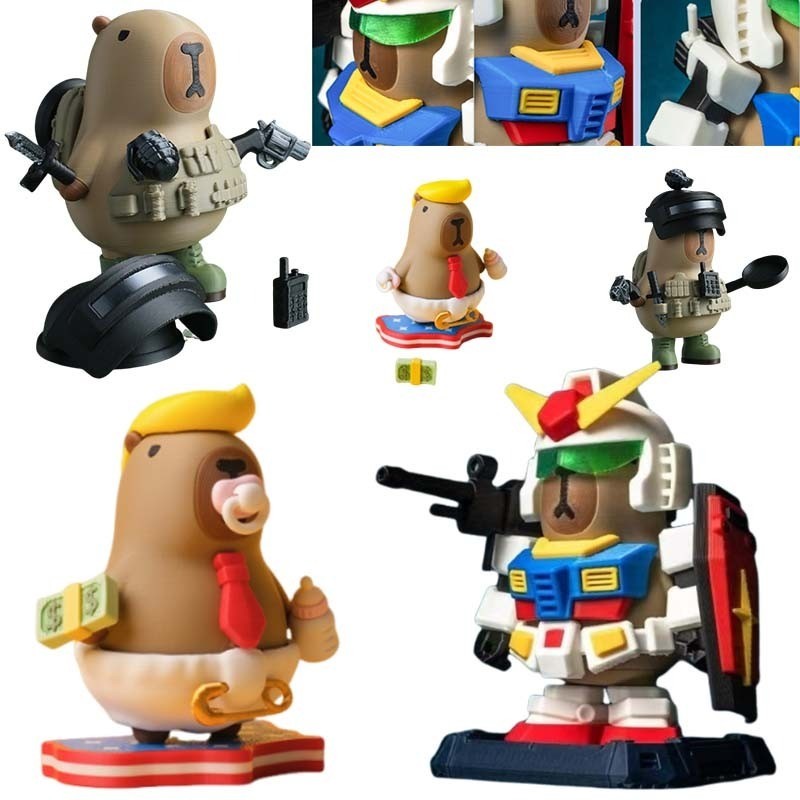 Capybara Gundam 3D Printing Toys Capybara Adsorbable Action Figure Toy ...