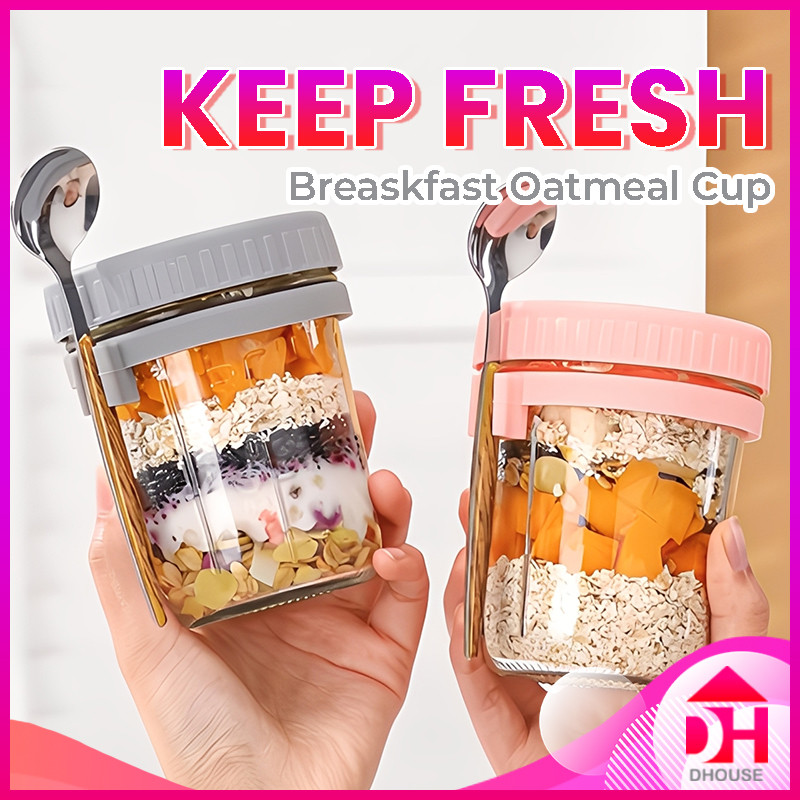 350ml Glass Yogurt Oats Container Breakfast Overnight Oatmeal Cup Food ...