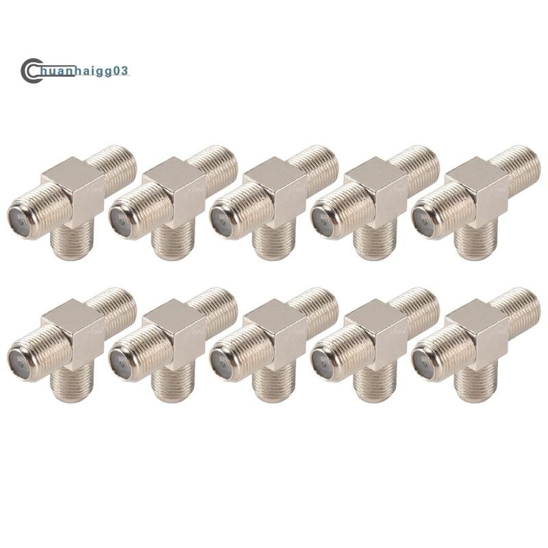.10-Pack 3-way F-Type Coax Cable Splitter Combiner Female to 3 Female ...