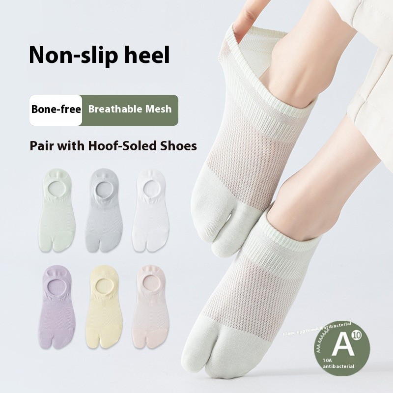 Two Toed Socks for Women Summer Thin Mesh Breathable Shallow Mouth ...