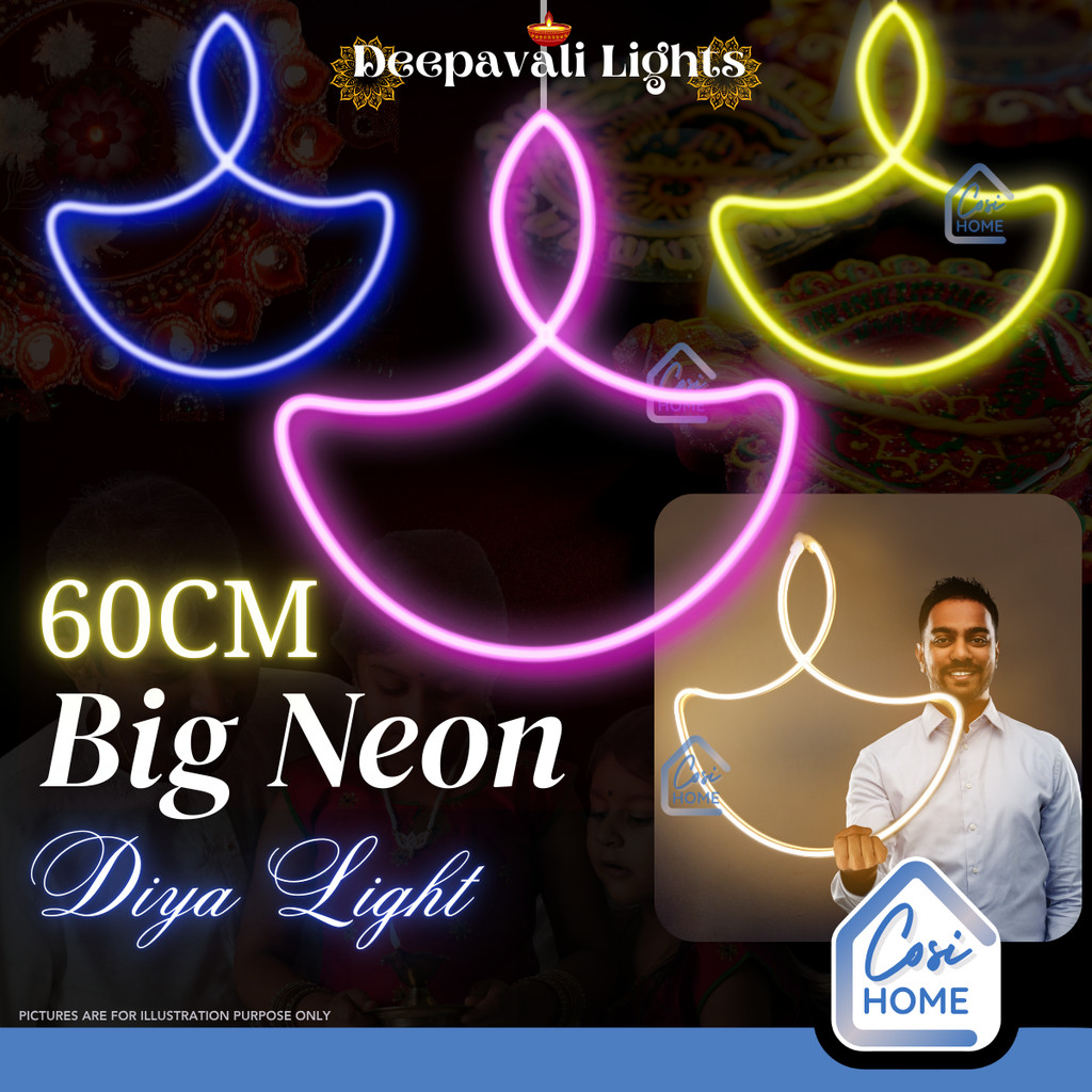 Large Neon Diya Light Festival Decor Waterproof LED Lampu Neon ...