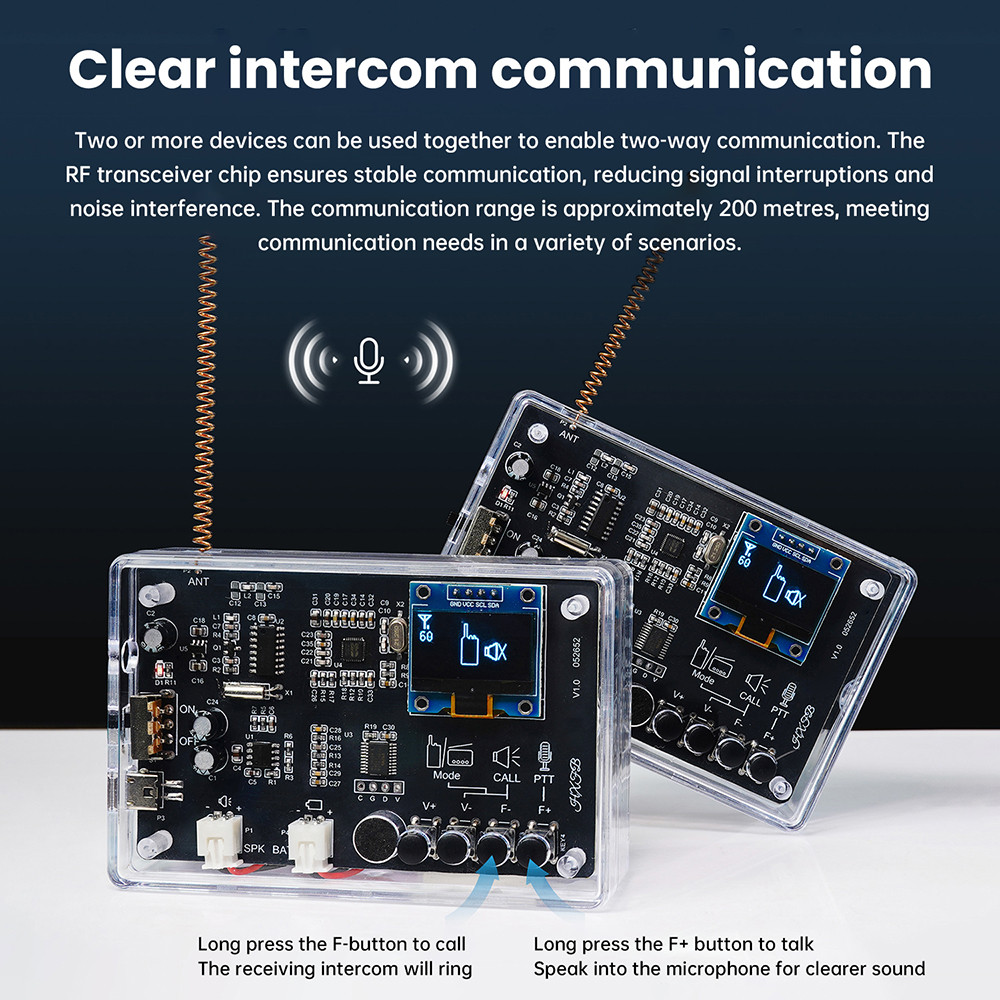 DIYMROE Interphone Radio Electronic DIY Kit Wireless Intercom FM Radio ...