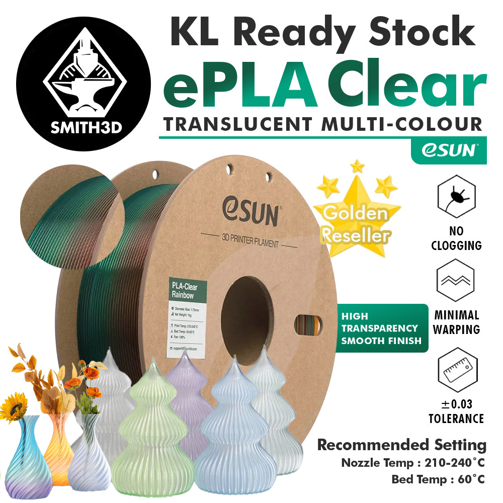 eSUN PLA Clear Rainbow Filament High Transparency 3D Printer Filament ...