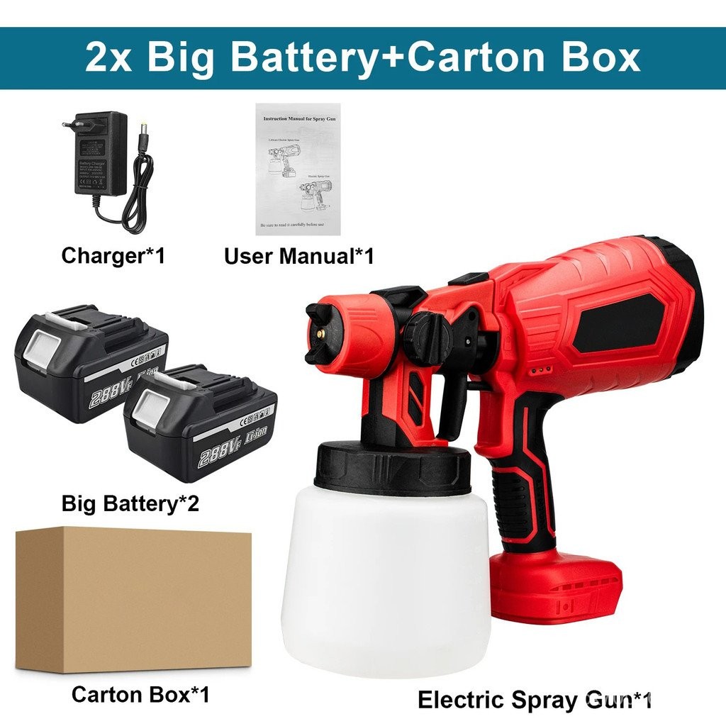 Gun Lithium Battery Portable Red Spray Paint Wall Paint Silent Spray ...