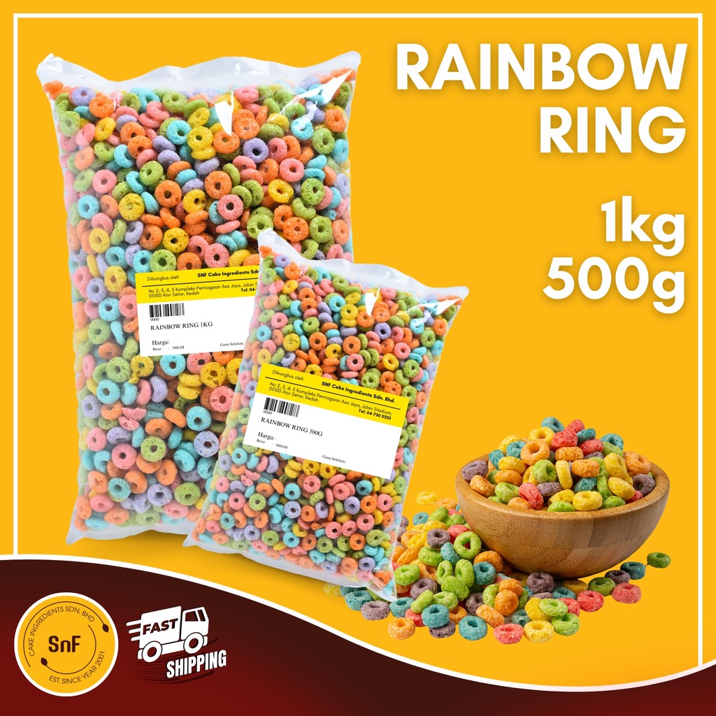 Crispy Fruit Loop Crunch Rainbow Ring Fruity Cereal Choco Jar Fiber ...