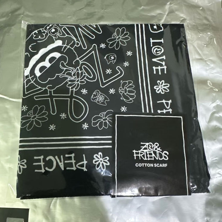 Kpop Idol G-DRAGON ZO&FRIENDS GD ZOA Foldable Square Scarf Silk Scarf ...