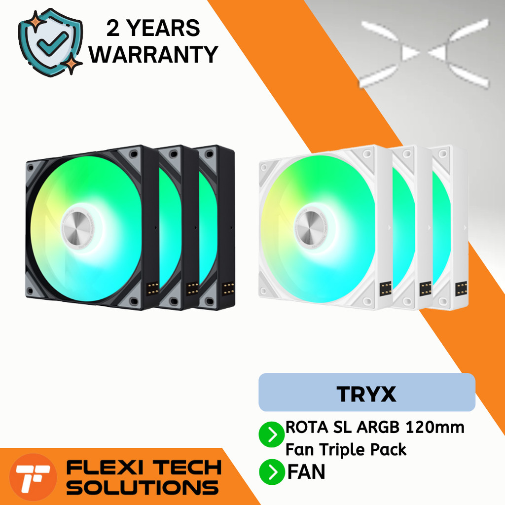 Flexi tech TRYX ROTA SL ARGB 120mm Fan Triple Pack White/black | Shopee ...