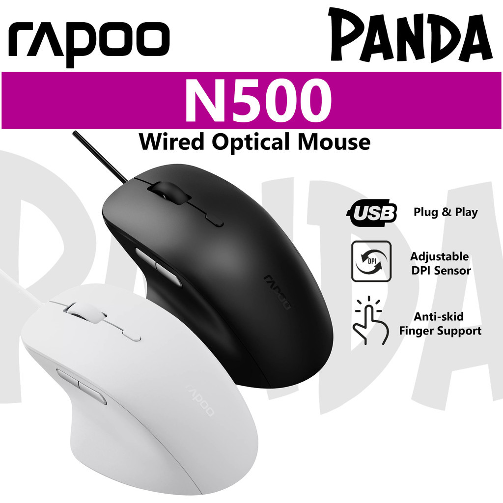 Rapoo N500 Wired Optical Mouse | Shopee Malaysia