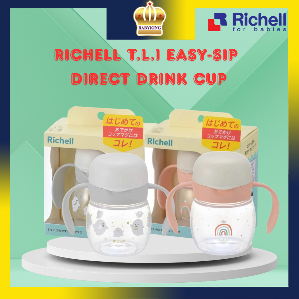 Original Richell TLI Easy-Sip Direct Drink Mug Cup 200ml (8m+) Botol ...