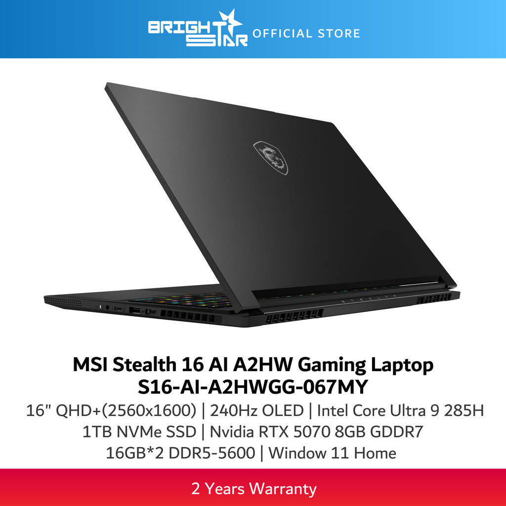 MSI Stealth 16 AI A2HW 067 Gaming Laptop (16" QHD+/240Hz OLED/Intel U9 ...