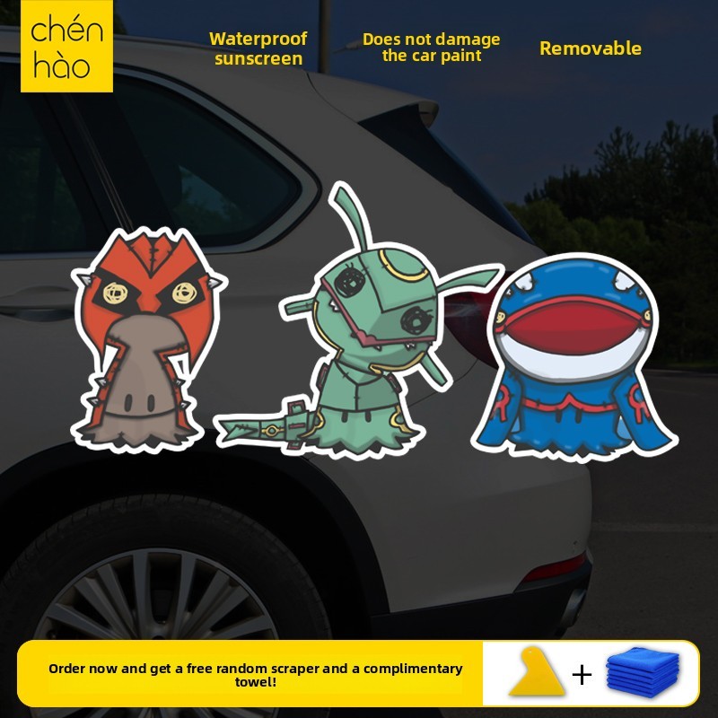 Chibi Legendary Pokémon Car Decals: Groudon, Kyogre & Rayquaza Vinyl ...