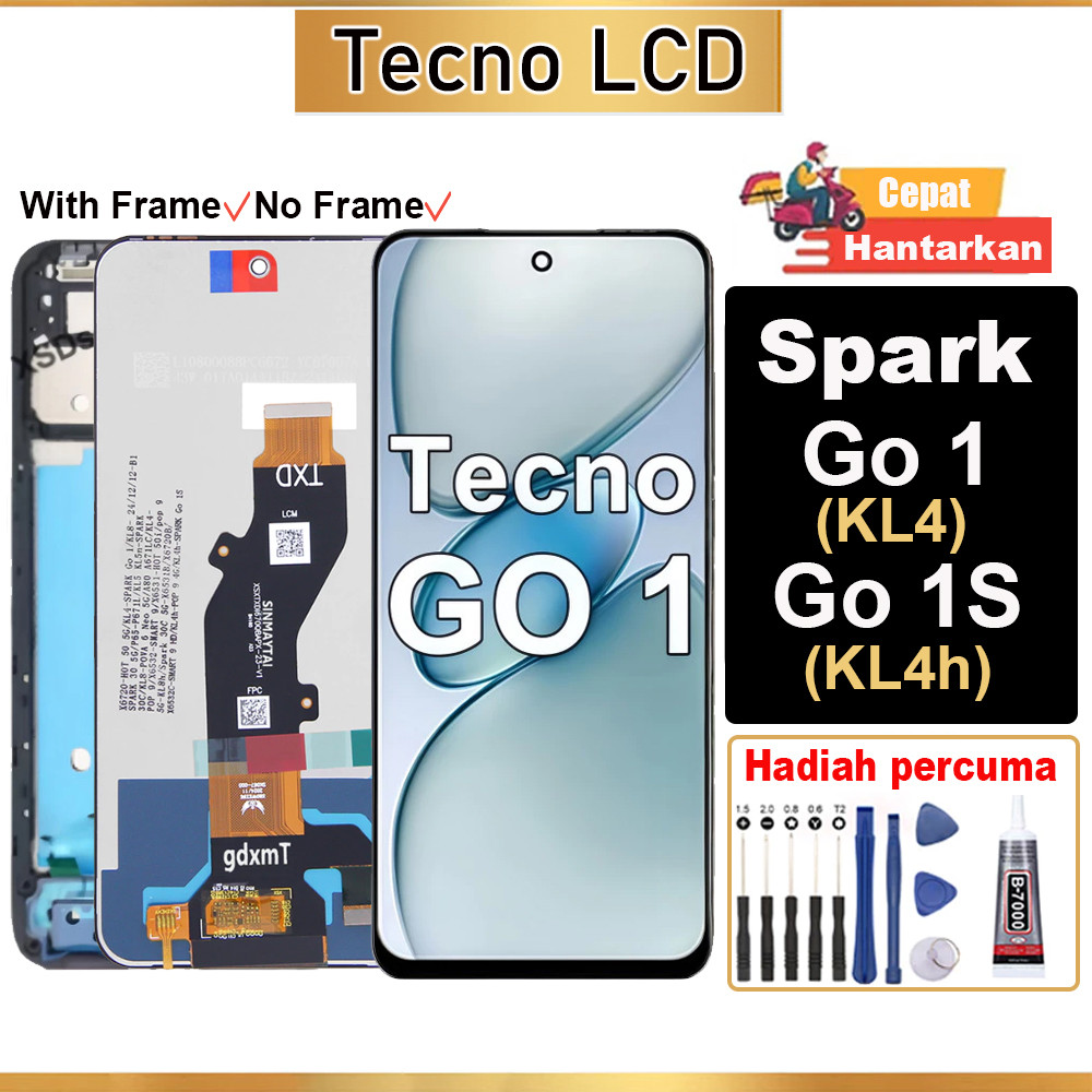 For Tecno Spark Go 1 KL4 Go 1S KL4h LCD Original Display Penggantian ...