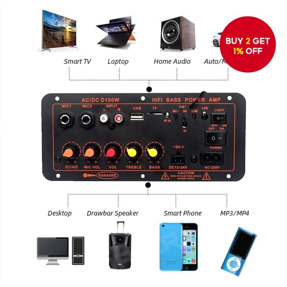 New DIY Bluetooth Audio Amplifier Board, Bluetooth 5.0 D100 Subwoofer ...