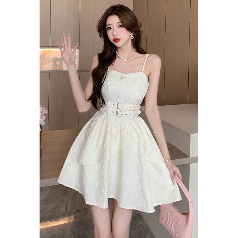 Escape Princess Jacquard Belt Dress - Slimming Narrow Waist Design ...