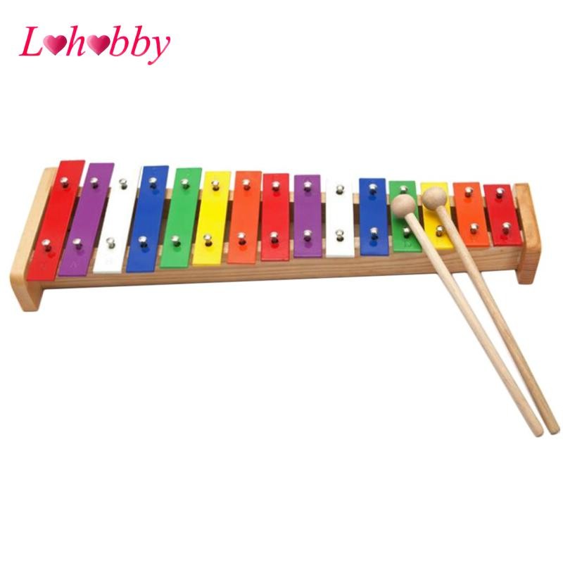 Lohobby Aluminum Plate 15-note Xylophone Kids Music Learning Percussion ...