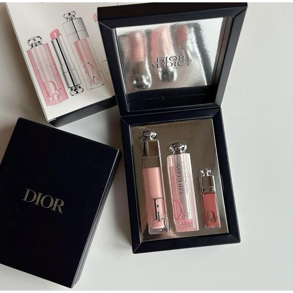 DIOR ADDICT 3-PIECE SET (001 Pink) Lip Glow, Lip Maximizer & Mini LIP ...