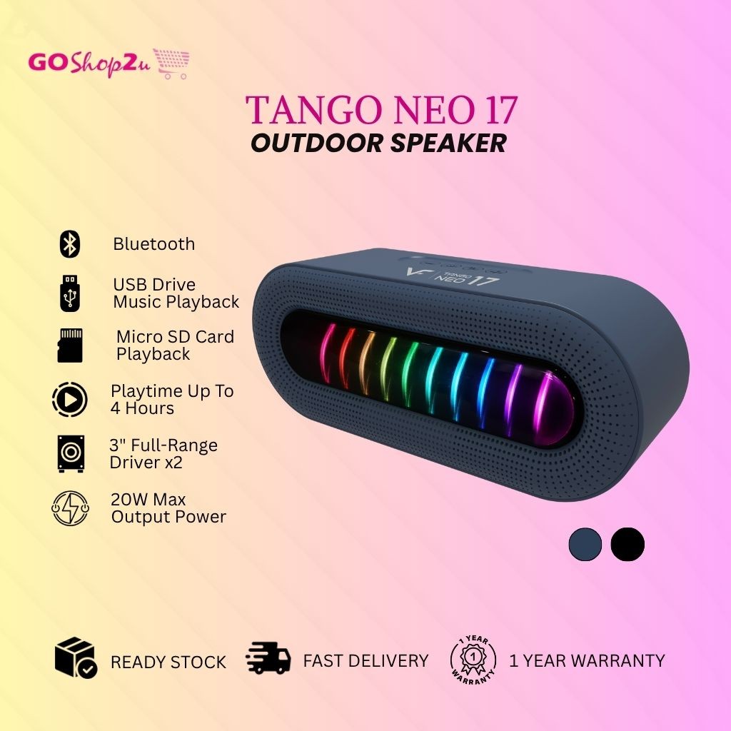 VF Tango Neo 17 Portable Bluetooth Speaker with RGB Lights Deep Bass ...