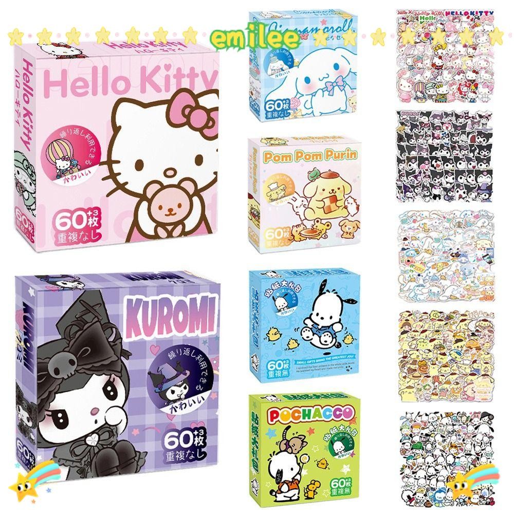 EMILEE 60pcs/box Melody Kuromi Stickers, Kitty Kuromi Waterproof ...