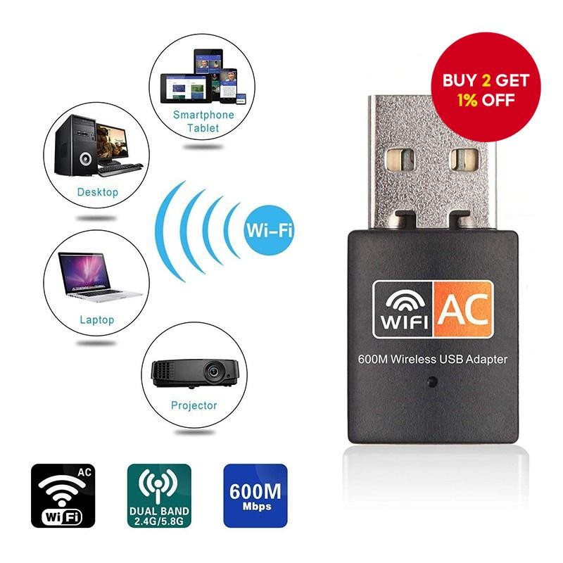 New Wireless Network Card Dual Band 600Mbps External 2.4G 5G USB ...
