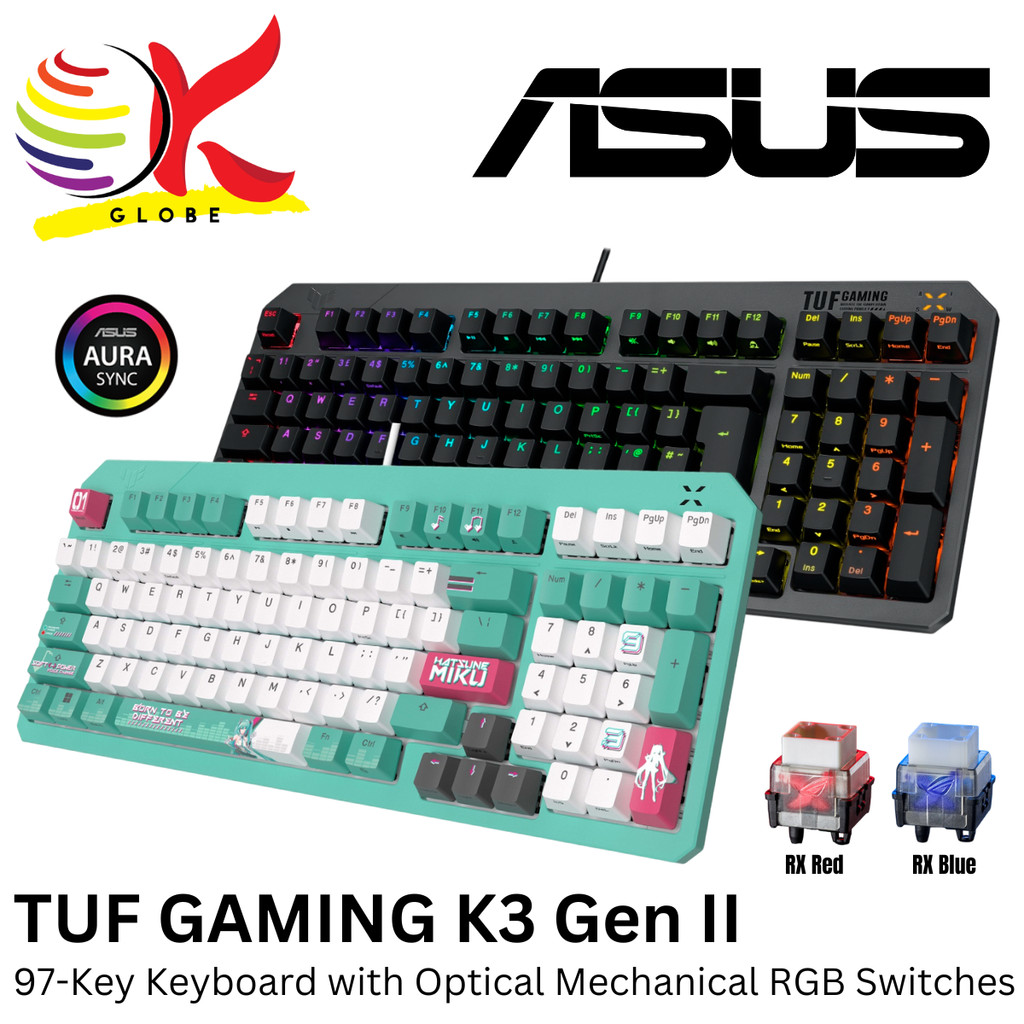 ASUS TUF GAMING K3 GEN II BLACK / HATSUNE MIKU EDITION KEYBOARD WITH 97 ...