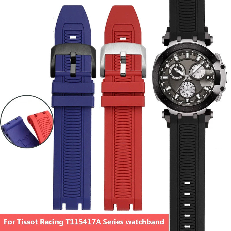 Getah Silikon Sukan untuk Tissot Racing Siri T115417A Tali Jam Tangan ...