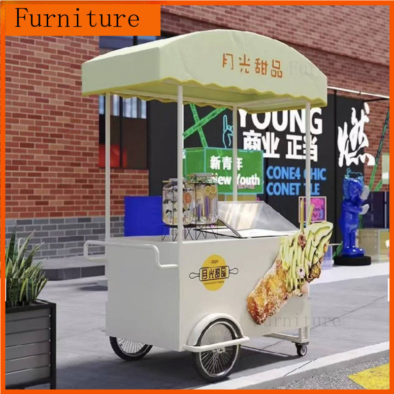 Outdoor beverage stall cart, ice cream sales cart, movable display ...
