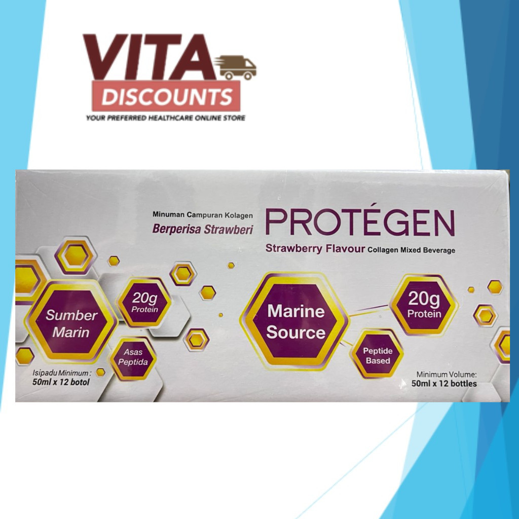 PROTEGEN STRAWBERRY FLAVOUR COLLAGEN MIXED BEVERAGE 50ML 12S EXP08/2027 ...
