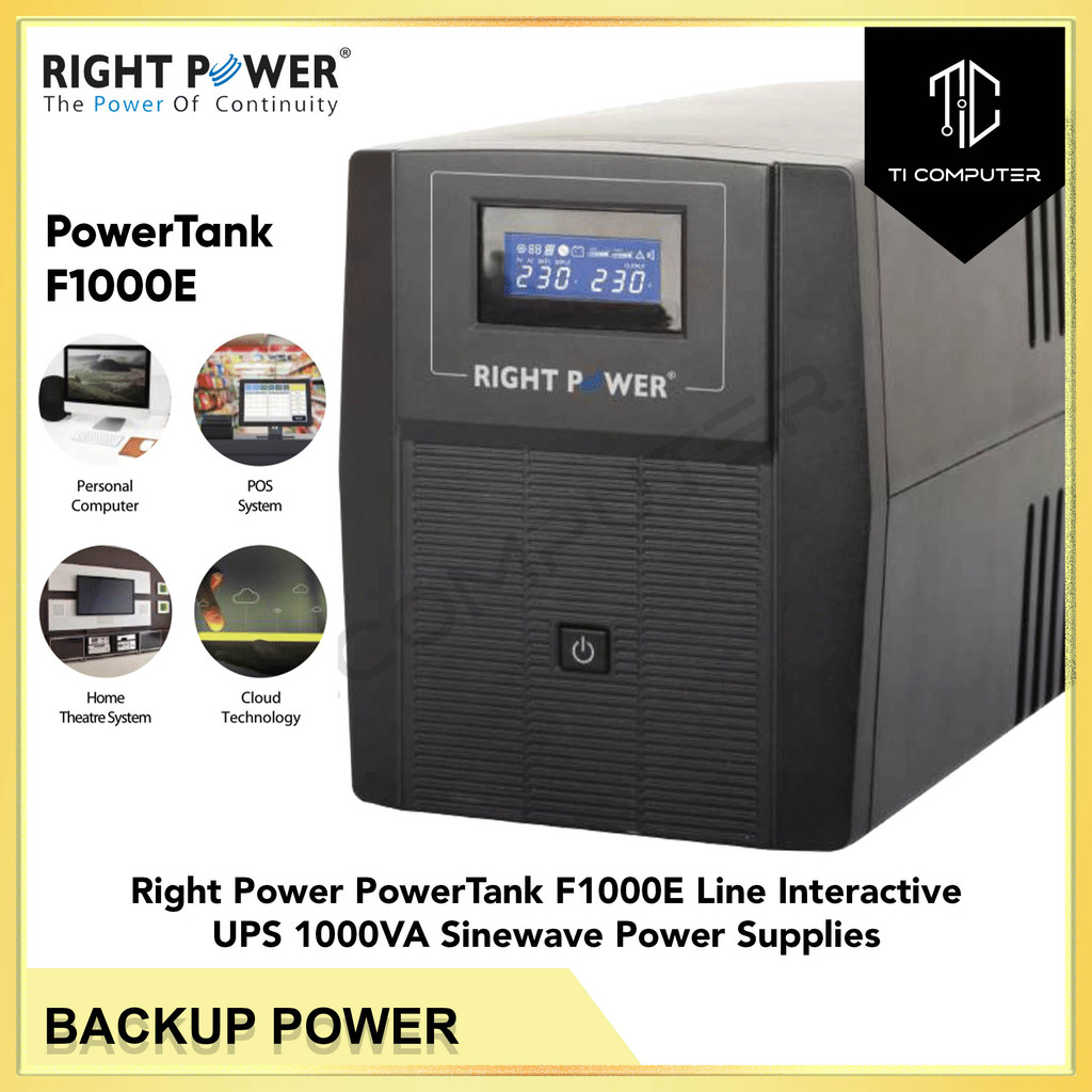 Right Power PowerTank F1000E Line Interactive UPS 1000VA Sinewave Power ...