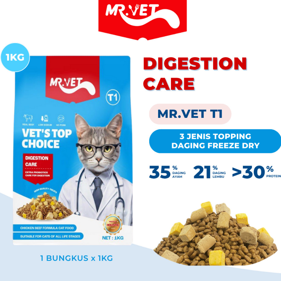 MR.VET Cat Food T1 1KG With Freeze-Dried Raw Chicken & Beef,High ...