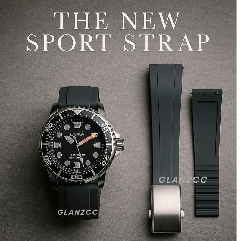 Sporty Universal Rubber Band Silicone Watch Strap 316L with Clasp Black ...